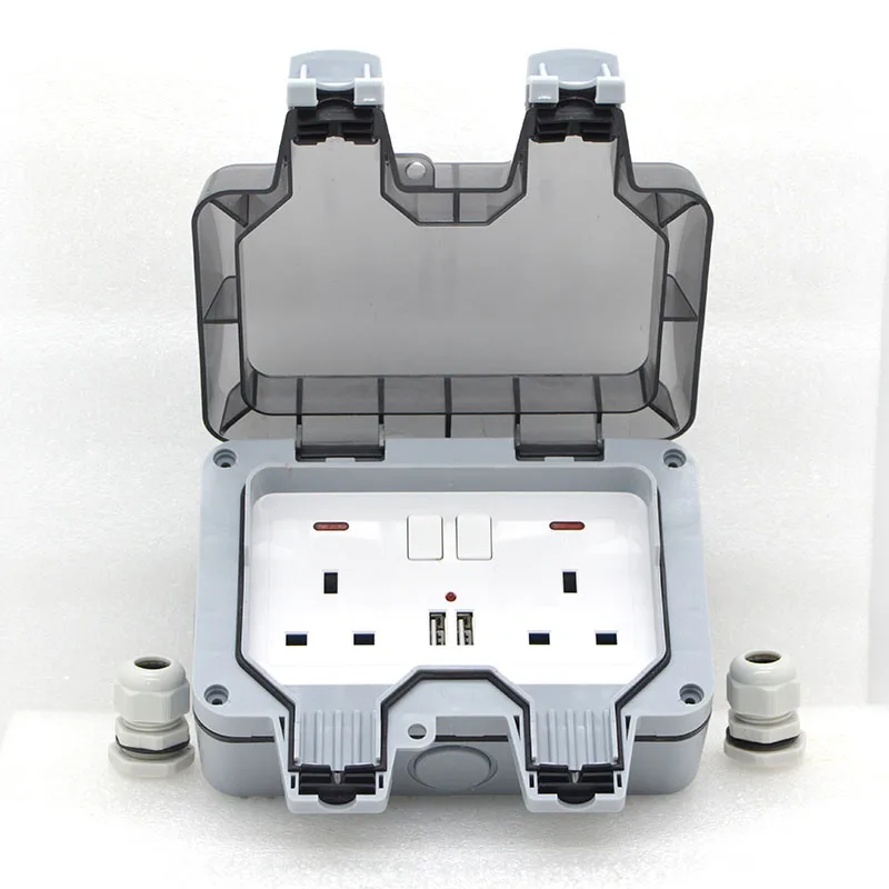 New-Outdoor-Waterproof-USB-Socket-Two-position-Wall-Plug-UK-EU-FR-US ...
