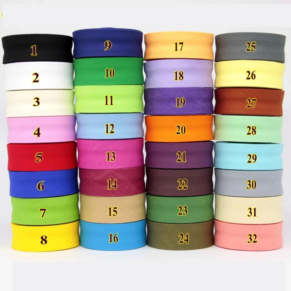 25mm (1") Extra Width Backside Ironed Single Folded Cotton Bias Tape/bias Binding For Garment ...