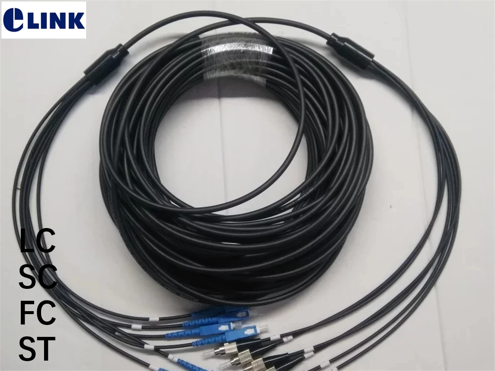 50M 6 cores TPU Fiber optic Patchcord 5.0mm waterproof LC SC FC Armored ...