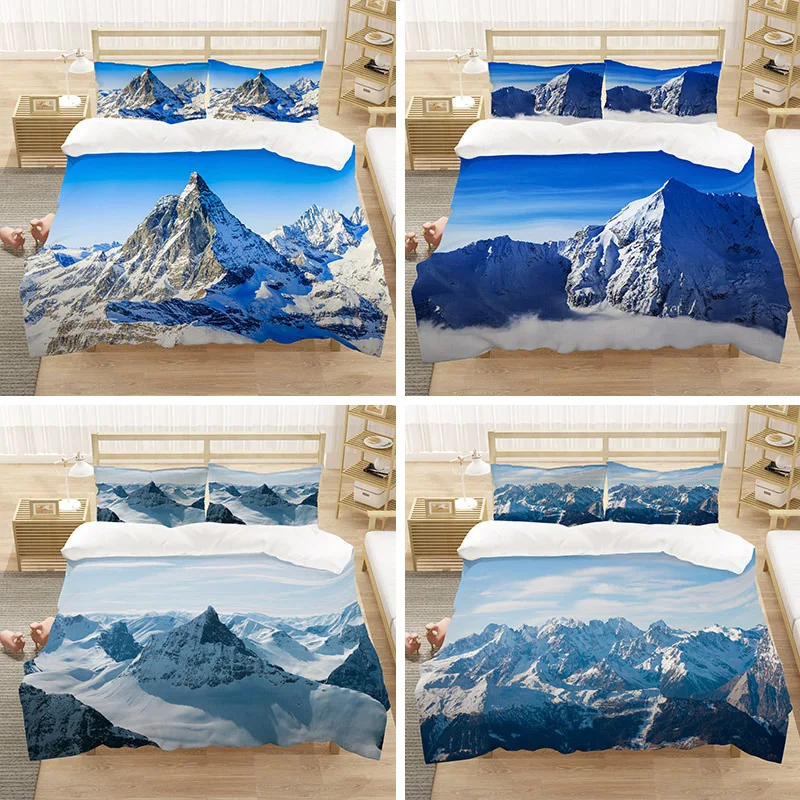 Home Bedding Set Winter Scene Comforter Cover For Kid Boys Girls Snow ...
