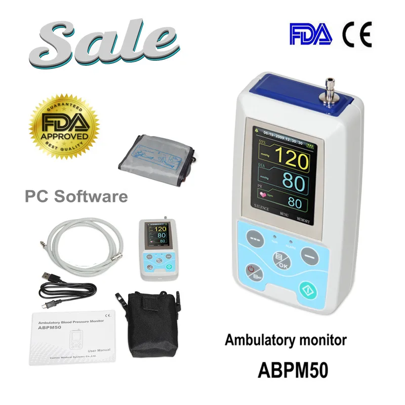 ABPM50 24 horas Monitor de presión arterial para ambulatorios Holter ...