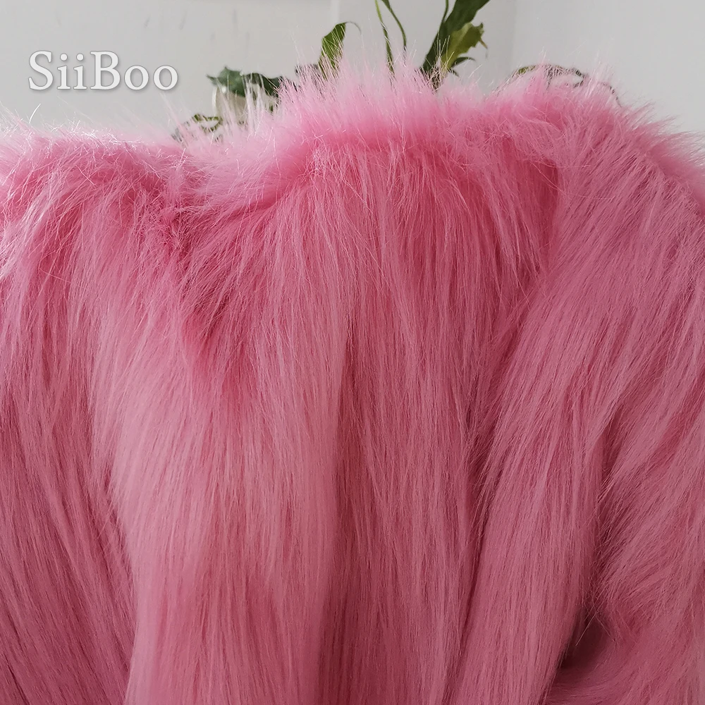 9cm Pink Plush Faux Fur Fabric For Winter Coat Vest Fur Collar 150*50cm ...