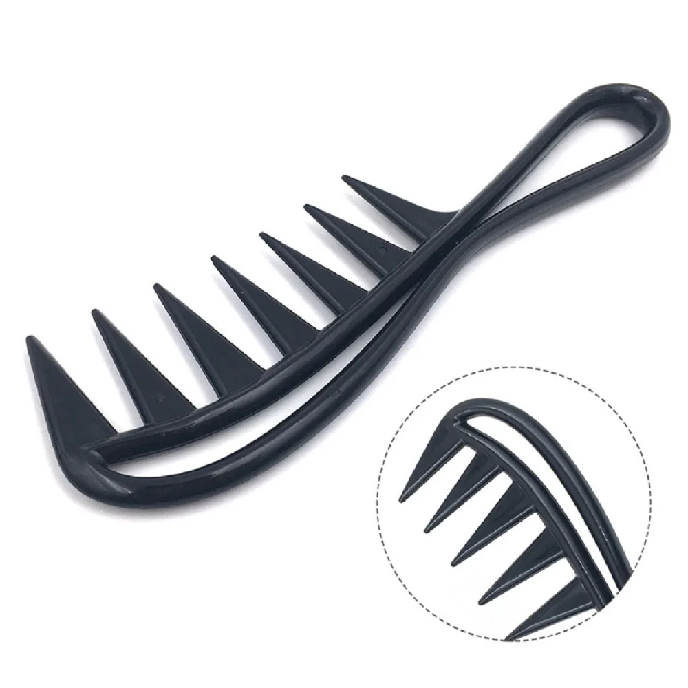 Wide Tooth Shark Plastic Comb Detangler Curly Hair Salon Hairdressing ...