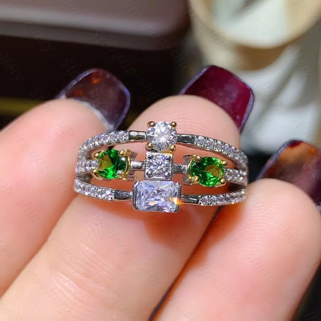 Natural Tsavorite Ring 925 Silver Women's Ring Fresh, Simple And ...