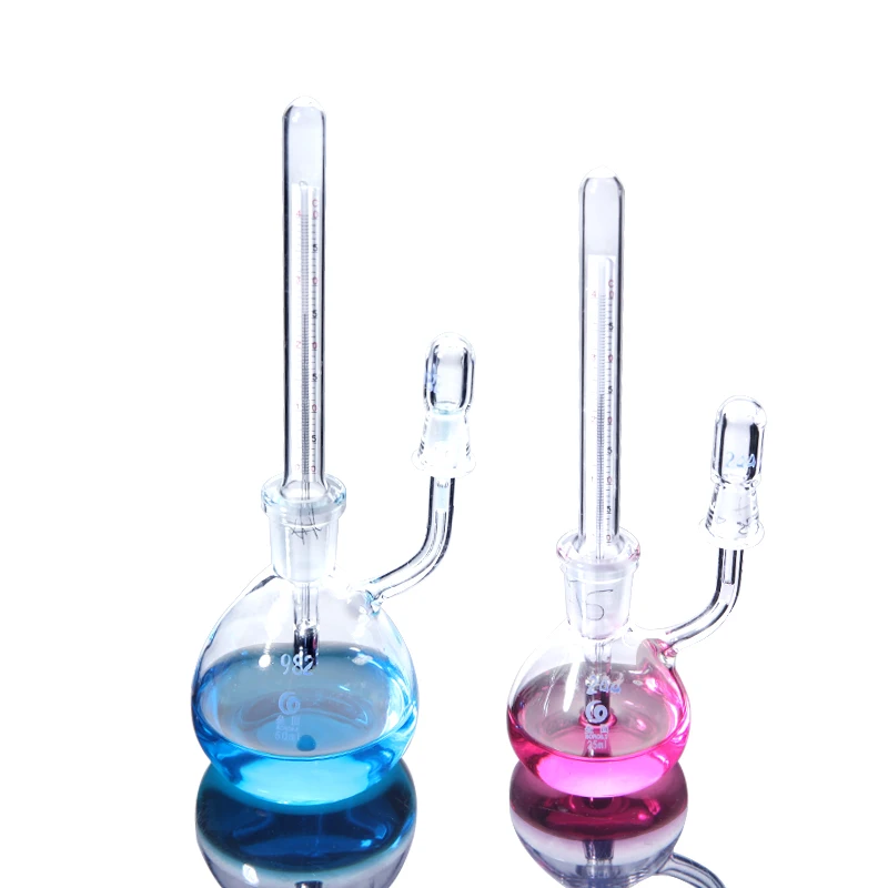 25-50mL-Lab-Glass-Pycnometer-with-Thermometer-Specific-Gravity-Bottle ...