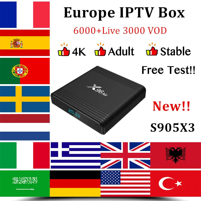 X96 Air smart tv box Android 9,0+ 1 год ip tv подписка Европа ip tv ...