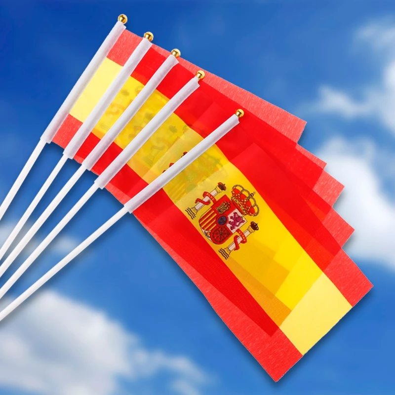 5Pcs Spanish Hand Waving Flags Spain Crest Banners Sports Opening ...