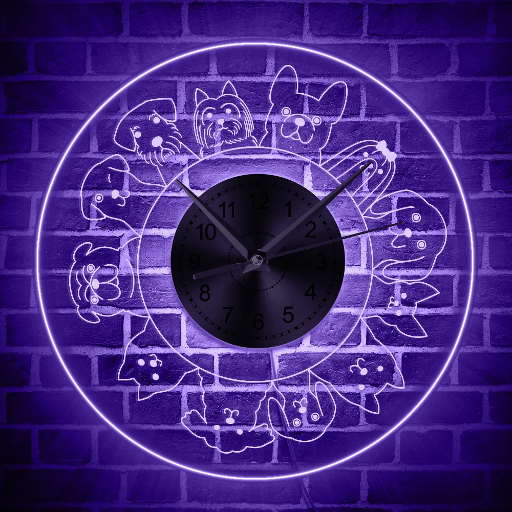 Reloj de pared LED con retroiluminación para mascotas, luz de pared ...