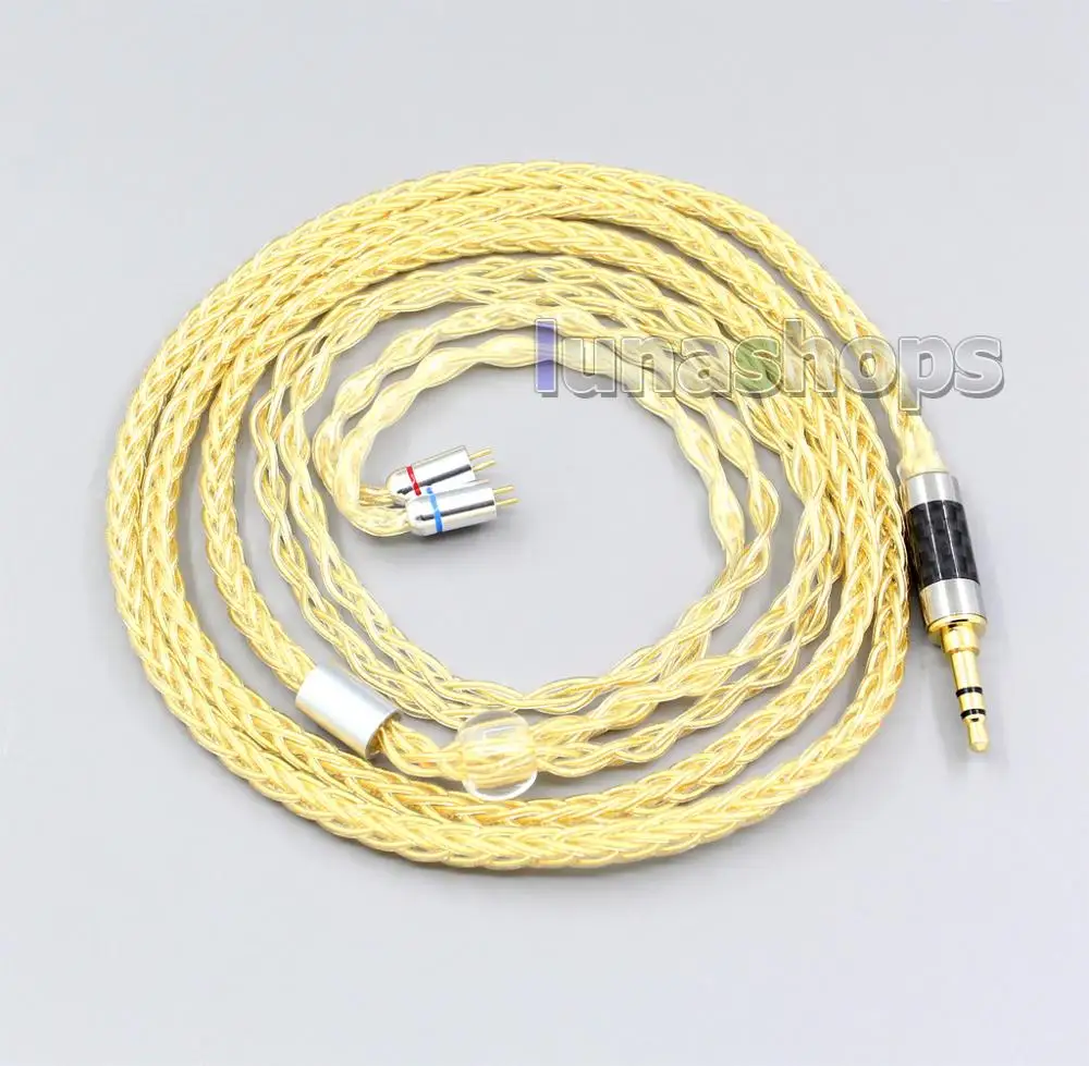 LN006507 2.5mm 8 Cores 99.99% Pure Silver + Gold Plated Earphone Cable ...