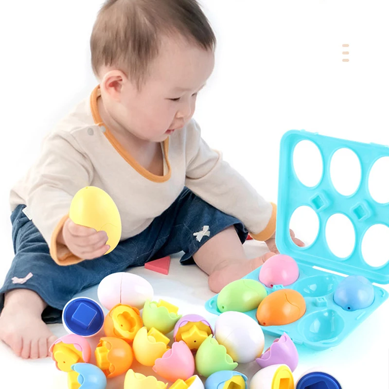 모양 퍼즐 아기 장난감 6pcs 계란 홀더와 부활절 스마트 계란을 일치 조기 교육 몬테소리 완구 어린이를위한 유아 선물