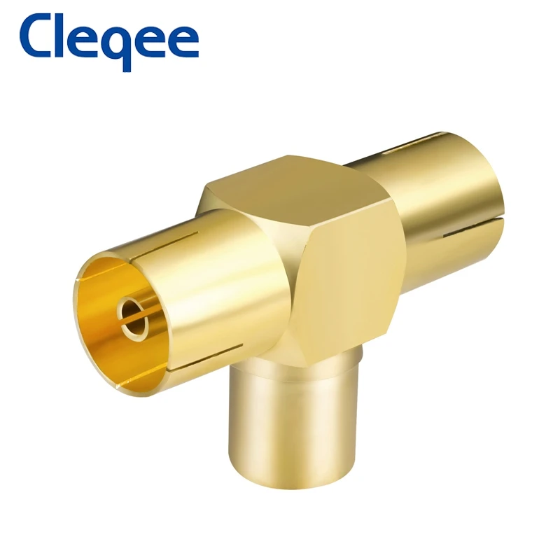 Cleqee 2 Way TV T-type Splitter adapter TV Aerial Antenna Plug ...