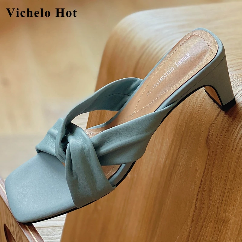 Vichelo Hot full grain leather peep toe high heels brand shoes European ...