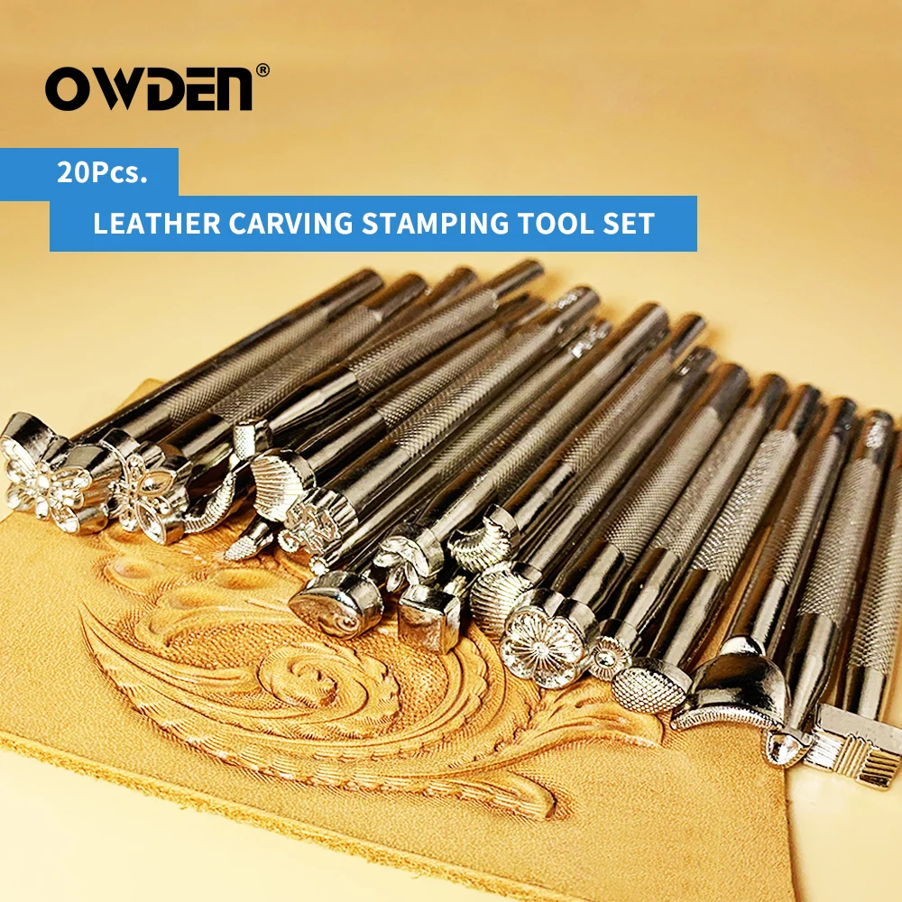 OWDEN 20Pcs Leather Carving Stamping Tool Set Leather Stamping Printing ...