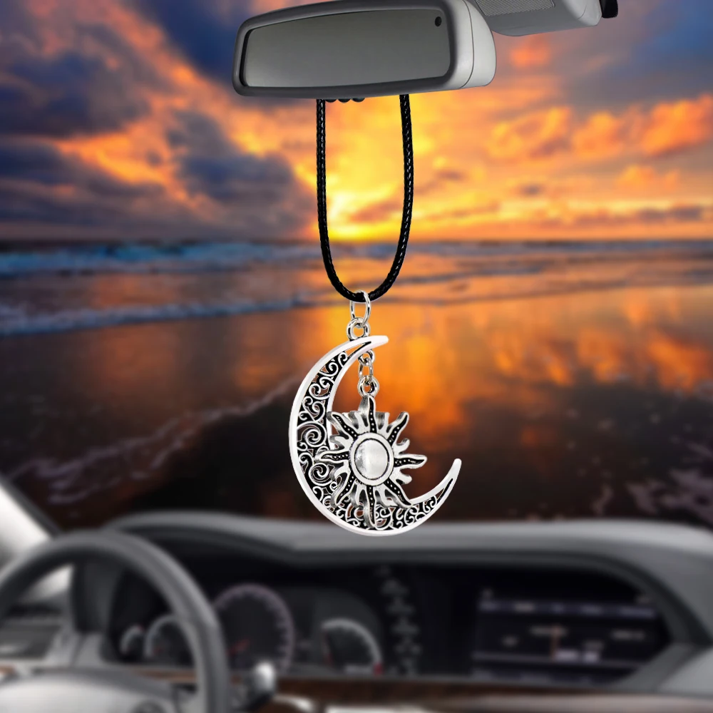 Car Pendant Creative Diy Sun Moon Rearview Mirror Decoration Hanging ...