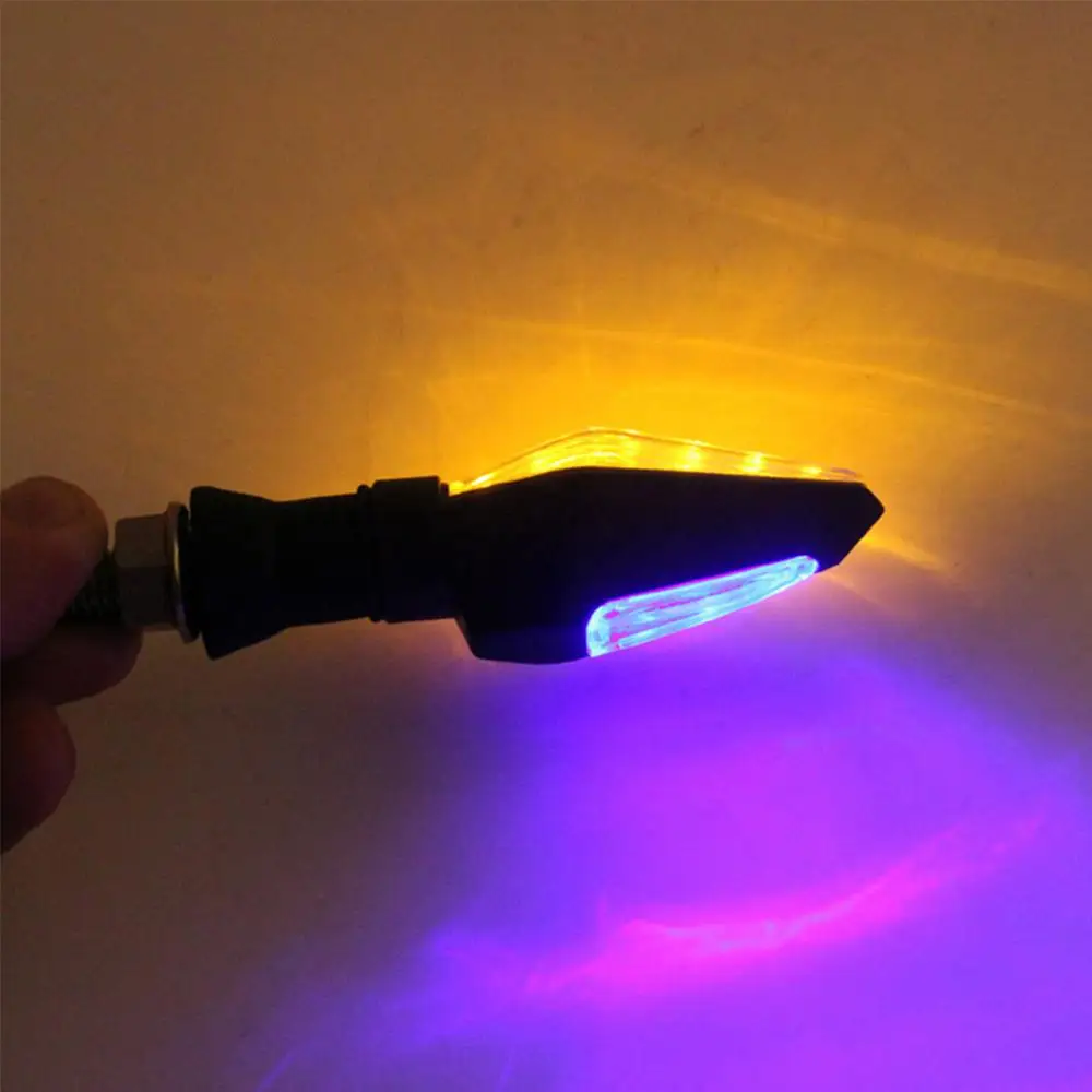 1PC Universal 12LED Amber+Blue Double Color Motorcycle Turn Signal ...