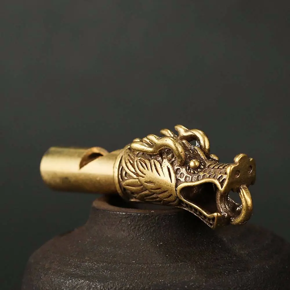 Handmade Brass Dragon Head Whistle Car Keys Chain Pendant Men Women ...