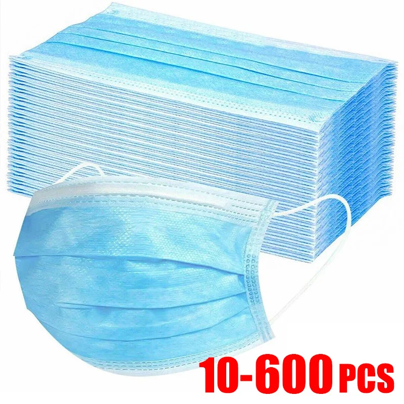 Disposable Mask Blue White | 50 Pieces Mask Disposable Blue - 10-600pcs ...