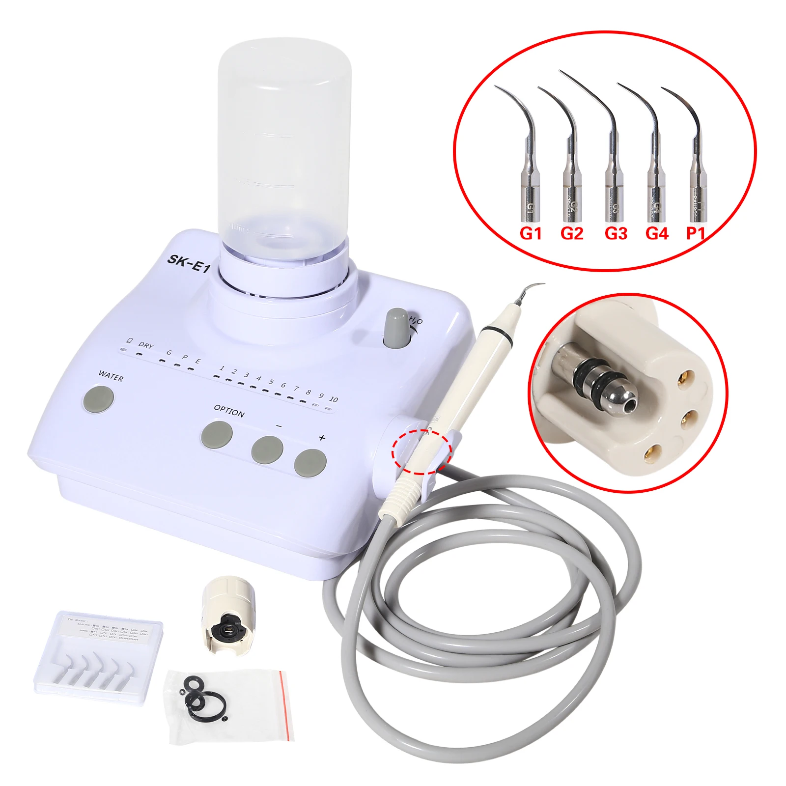 Dental Ultrasonic Piezo Scaler Portable Handpiece 5 Scaler Tips 2