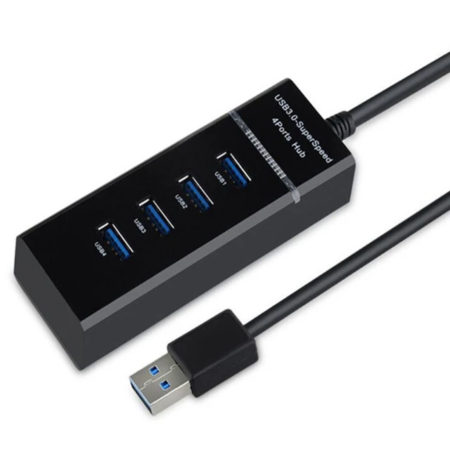 4-Port USB 3.0 Hub Lengthy Cable 12-Inch with Micro-USB Charging Port ...