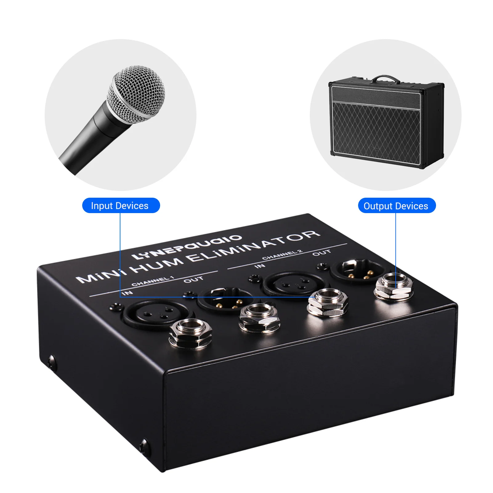 Compact Hum Eliminator Box 4 채널은 악기의 회로 전류를위한 버즈 사운드를 제거합니다.|전기 악기 부품 ...