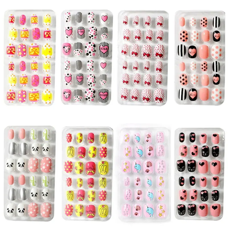 24pcs/box Children/adult Cartoon Candy Fake Nails Full Coverage Self ...