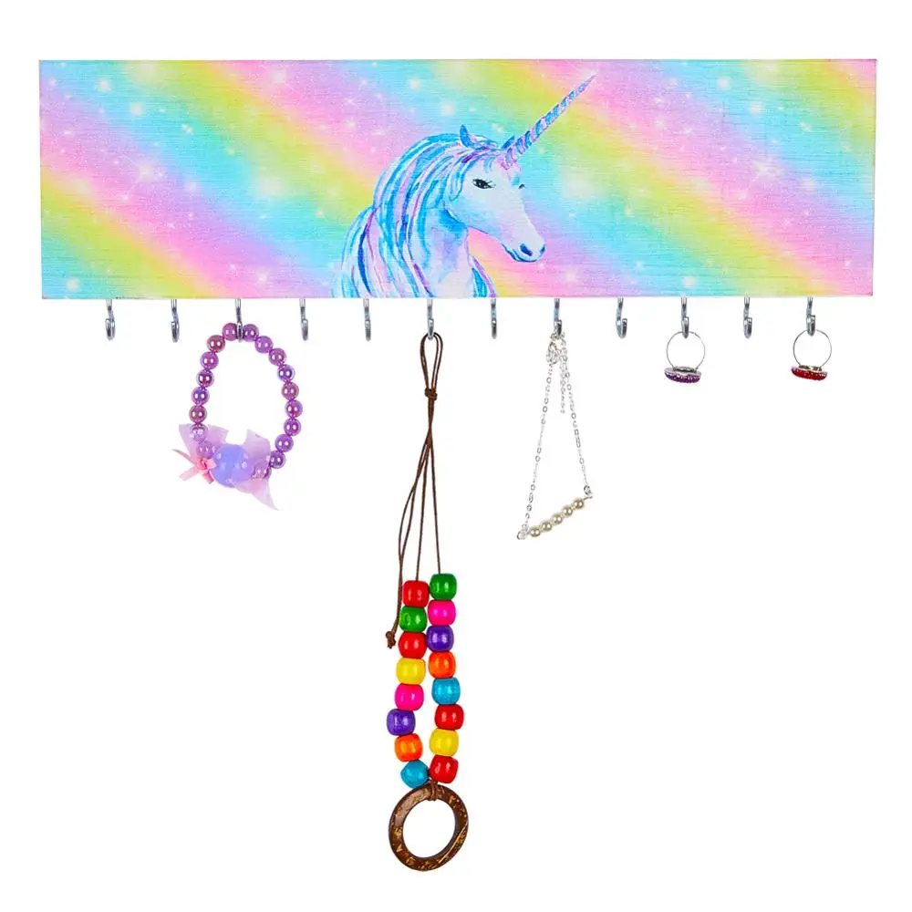 12 Hooks Unicorn Wood Decorative Wall Hooks For Hanger Wooden Storage ...