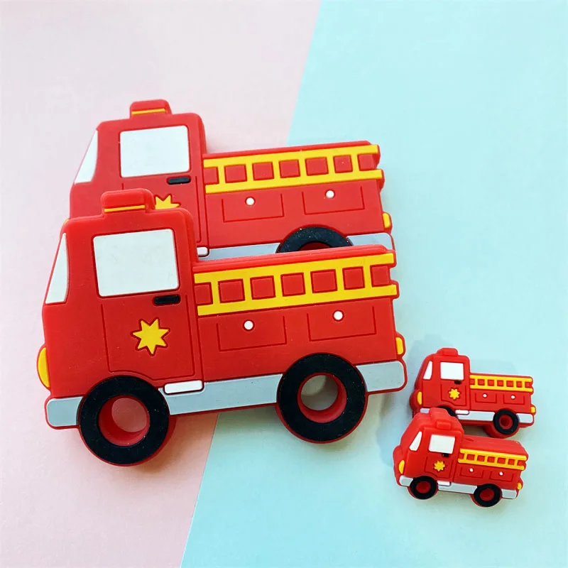 5/10/20PCS Fire truck silicone Teether Food Grade Car Teether Nursing ...