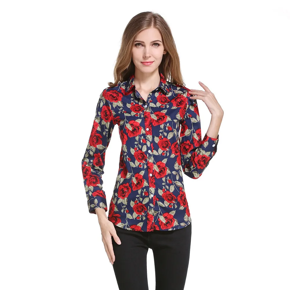Frauen Bluse 2019 Vintage Floral Bedruckte Frauen Tops Langarm Casual ...