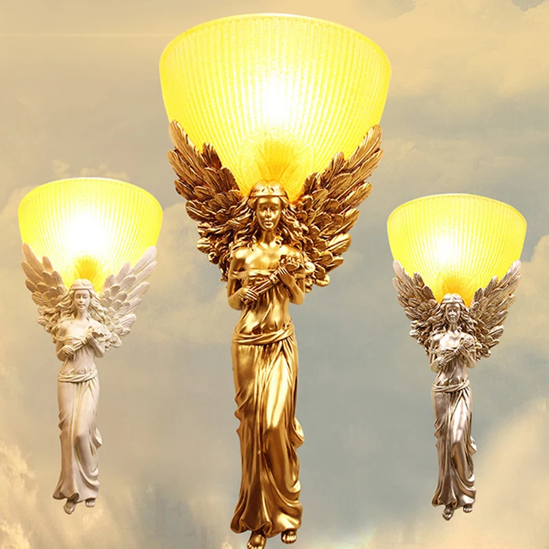 Retro Angel Gril Wall Lamp Lighting Fixtures for Living Room Corridor ...