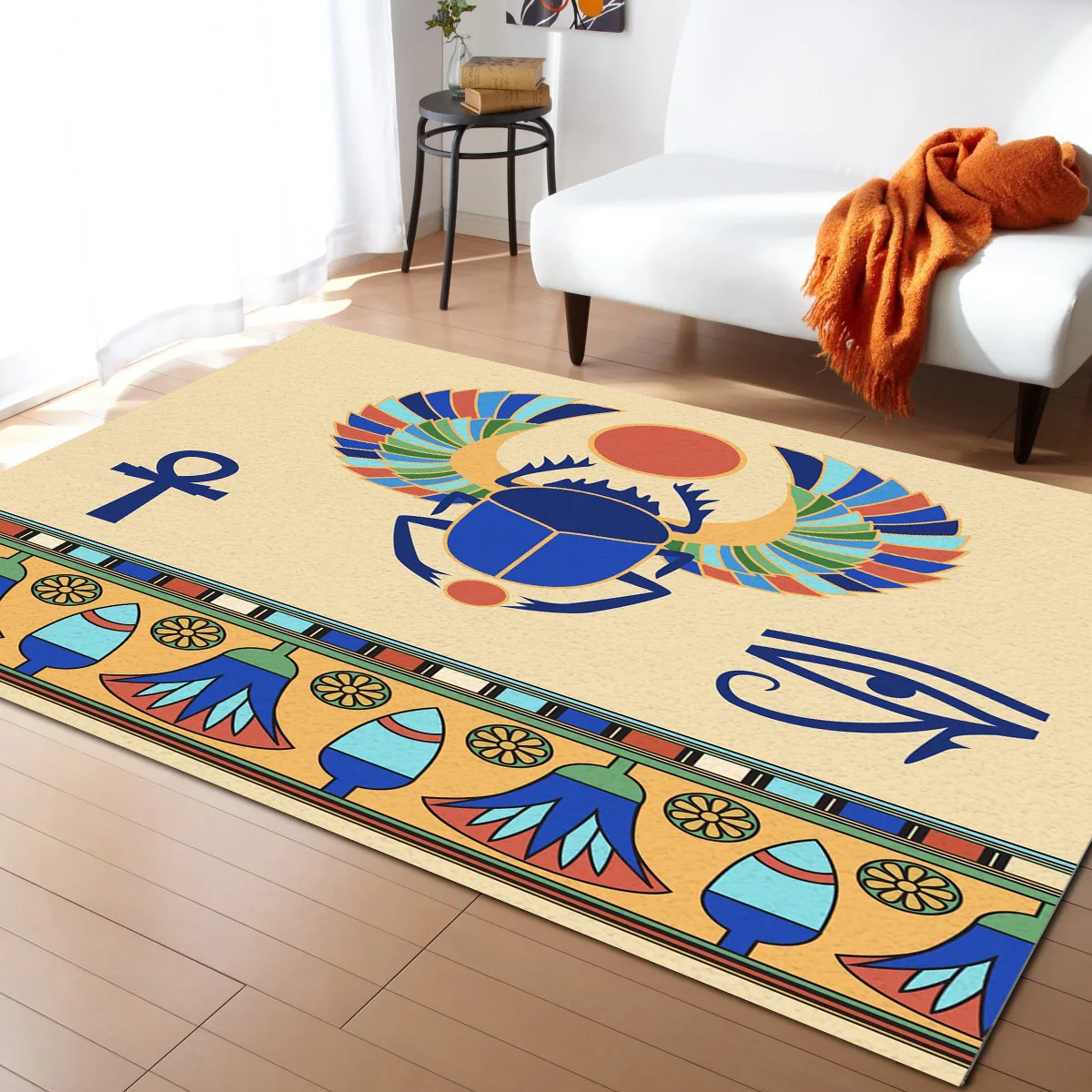 Scarab Ancient Egyptian Culture Pattern Carpets for Living Room Bedroom ...