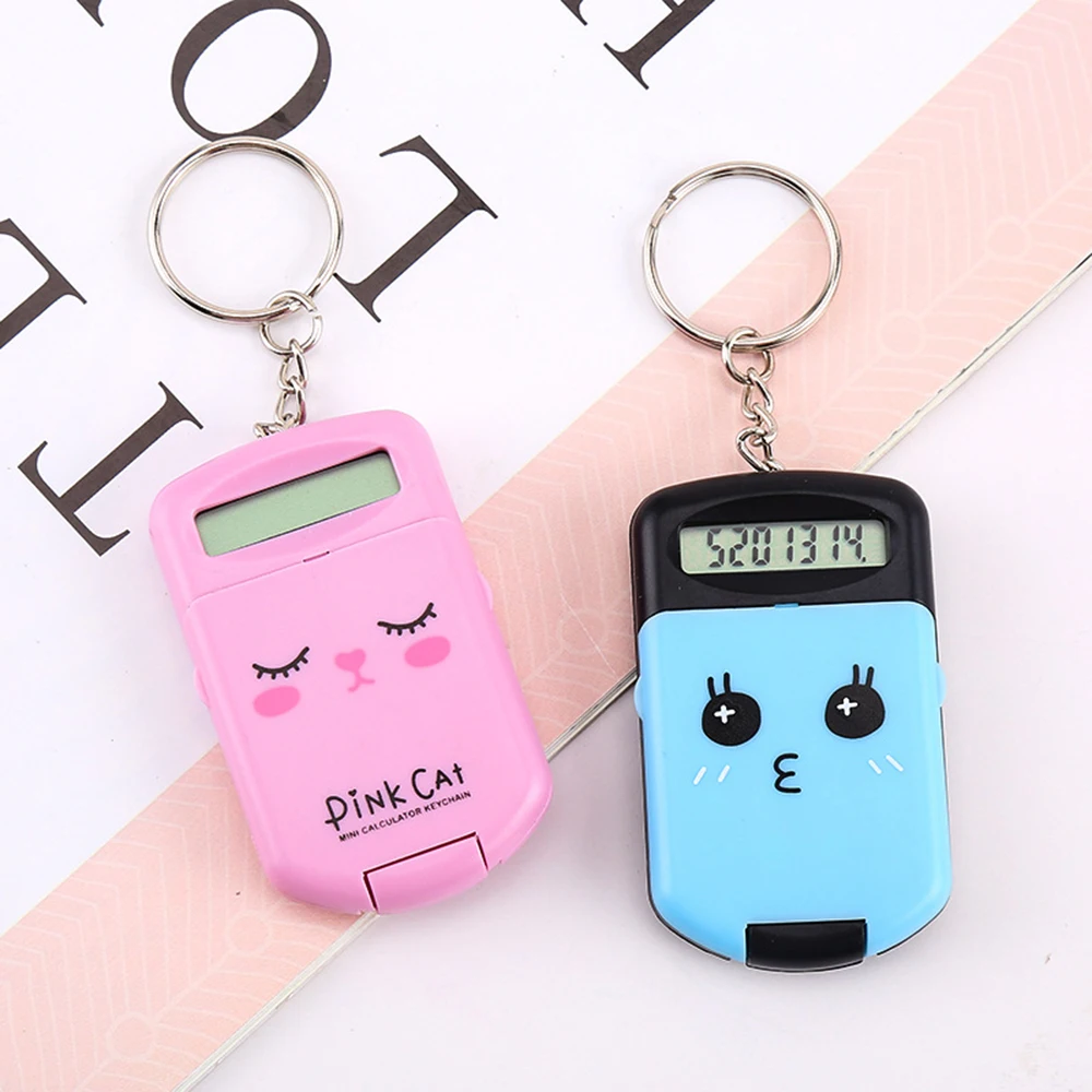 Mini Calculator Cute Cartoon With Keychain 8 Digits Display Portable ...
