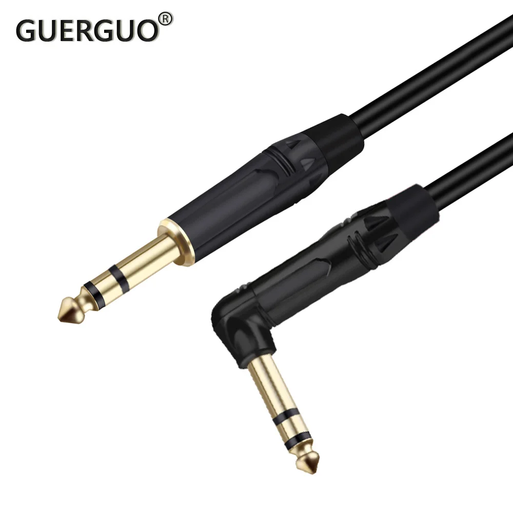 Guguo Cable estéreo macho a ángulo recto de 6,35mm, Conector de ...