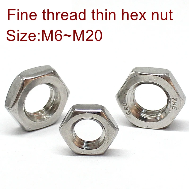 DIN439 Fijne Draad Dunne Hex Moer Rvs SUS304 Dunne Noten M6M8M10M12M14M16M18M20|Noten| - AliExpress