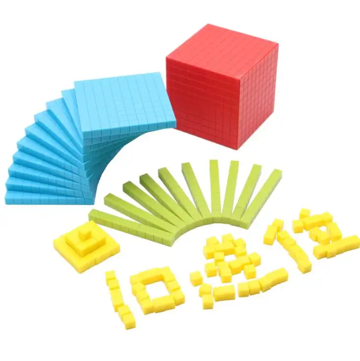 base ten Math Manipulative for Kids – 4 Color Plastic Base Ten Set ...