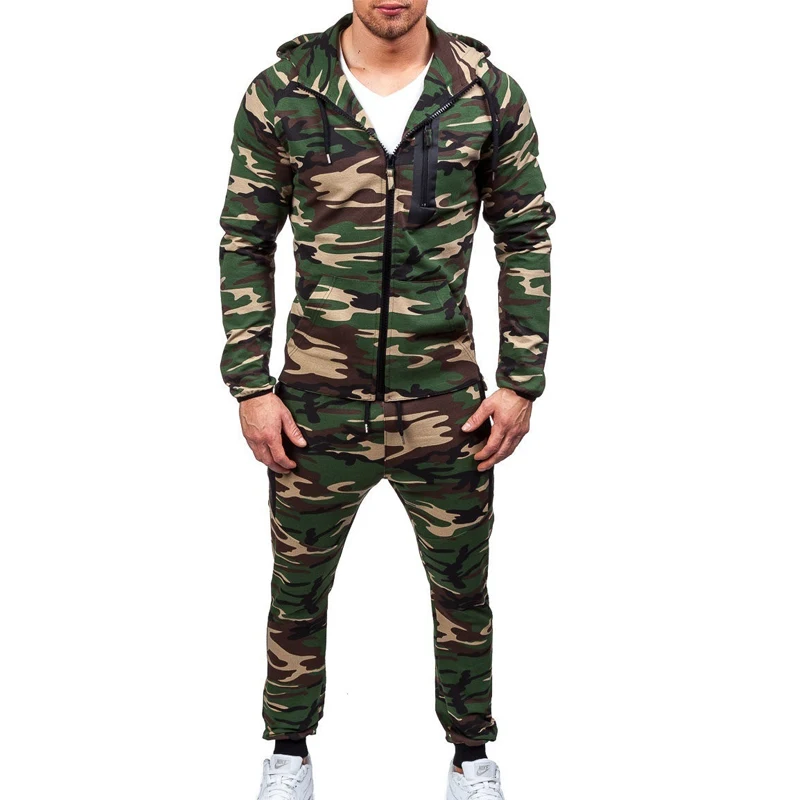 ZOGAA New 2019 Men Camouflage Tracksuits Two Piece Sets Casual Zipper ...