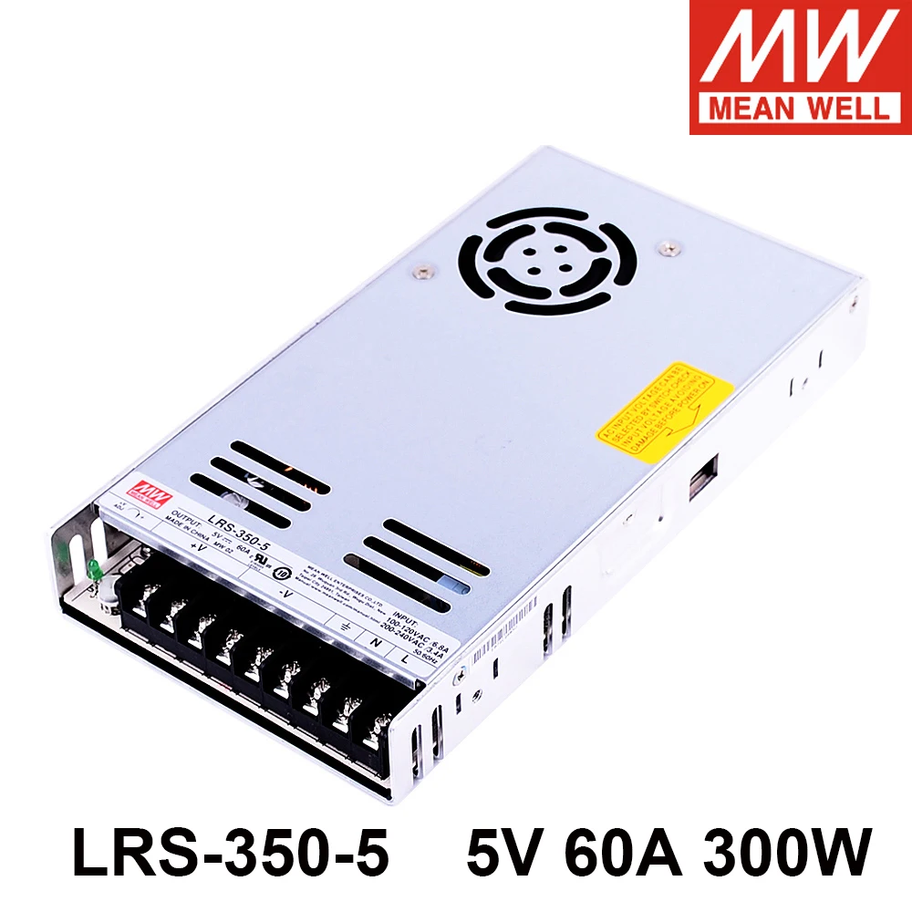 Original Mean Well LRS-350-5 110V/220V AC TO DC 5V 60A 300W Single Output Switching Power Supply ...