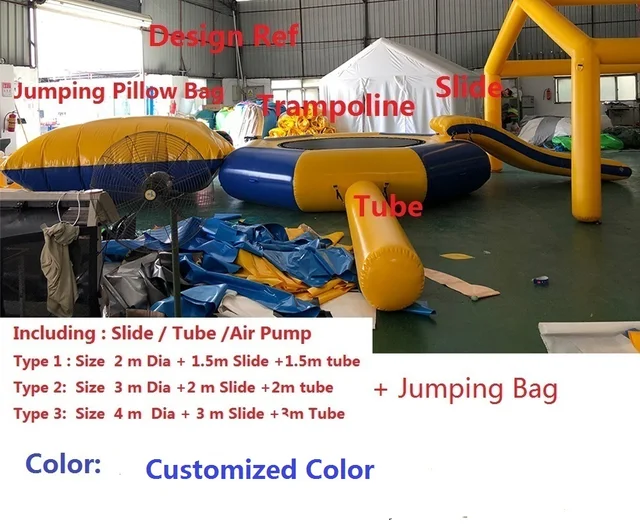 Inflatable Water Trampoline With Slide & Tube & Jumping Pillow Bag ...