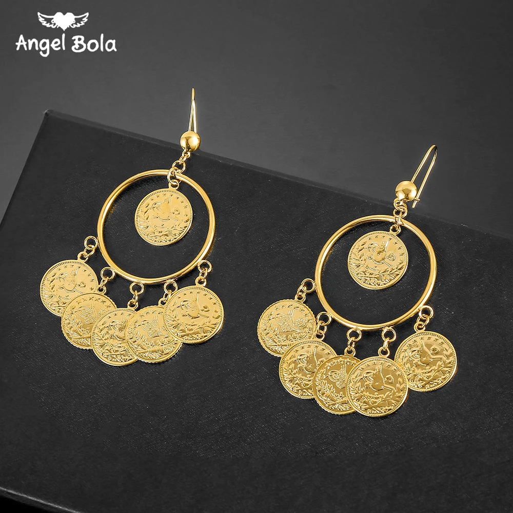 Islam Muslim Ancient Coins Earrings Gold Color Arab Money Sign Turkish ...