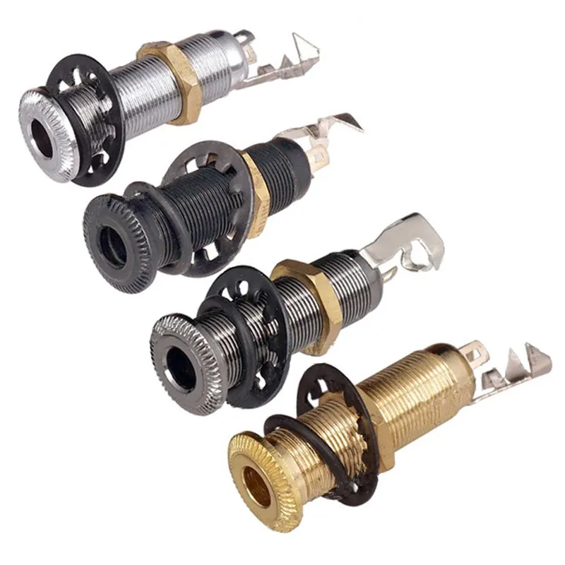 1Pcs 6.35mm 1/4" Brass Threaded Cylinder Bass Guitar Jack Pickup Output ...