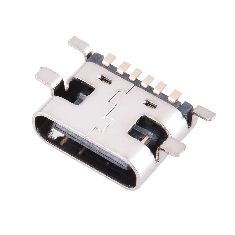 10 unids/lote 6 Pin SMT Socket Conector Micro USB tipo C hembra ...