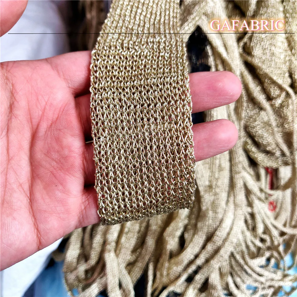 4cm-Wide-Knitted-Gold-Thread-Mesh-Webbing-Hollow-Braided-Webbing-Fabric ...