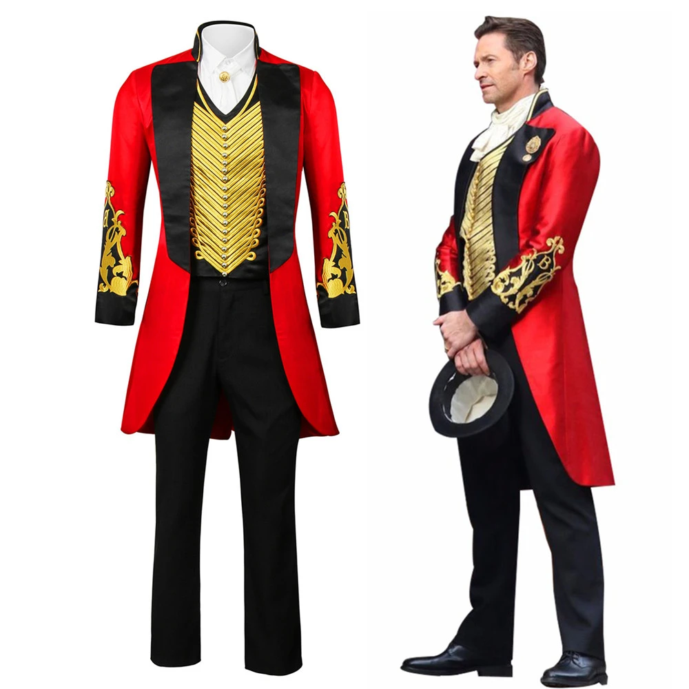 The Greatest Showman Cosplay Costume Full Set Red Tuxedo Barnum Hugh ...