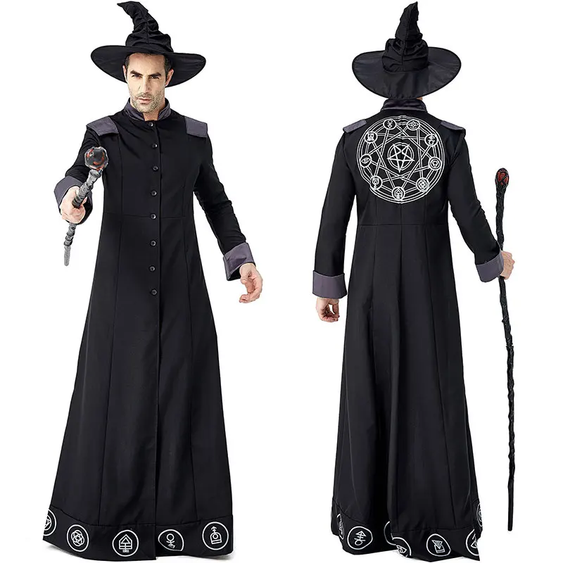 Umorden Adult Magic Wizard Sorcerer Warlock Costume Magician Cosplay ...