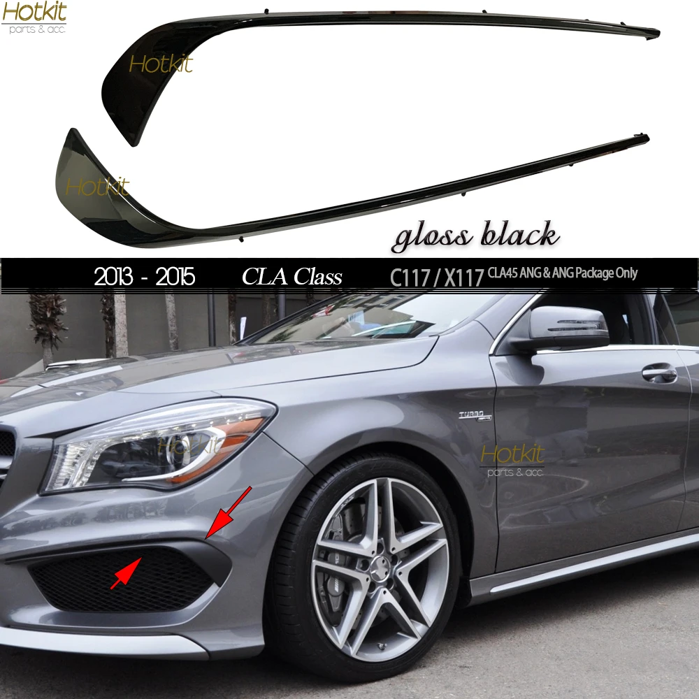 Gloss Black Front Bumper Vent Trim Flap Canards for Mercedes CLA Class ...