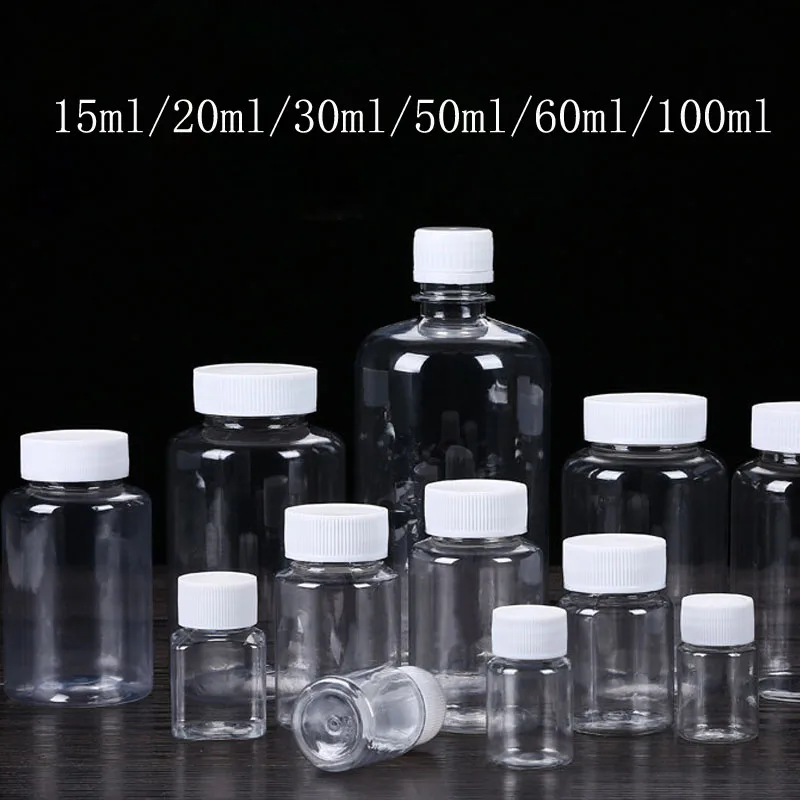 30PCS-15ml-20ml-30ml-100ml-Plastic-PET-Clear-Empty-Seal-Bottles-Solid ...
