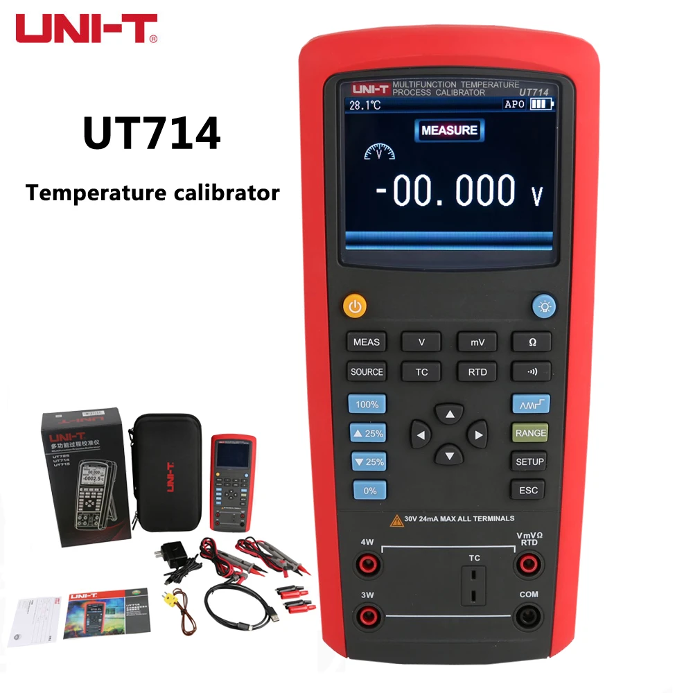 UNI T UT714 calibrador de proceso de temperatura multifuncional, termopar, instrumento de fuente ...