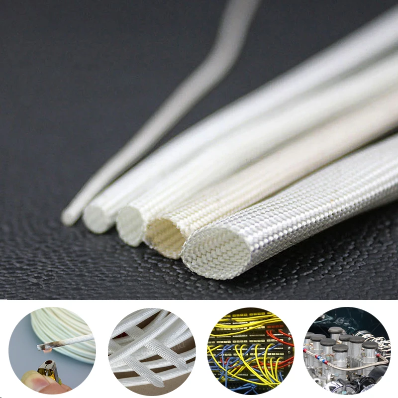 1/2/3/5/10M White 600°C High Temperature Braided Soft Fiber Tubing ...