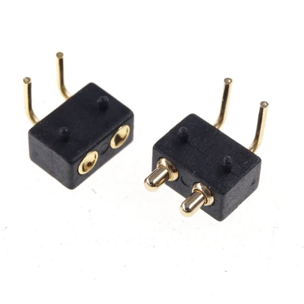 Spring Loaded Connector Pogo Pin 2 Pole 2 5 Grid Male Right Angle Target Contact Concave