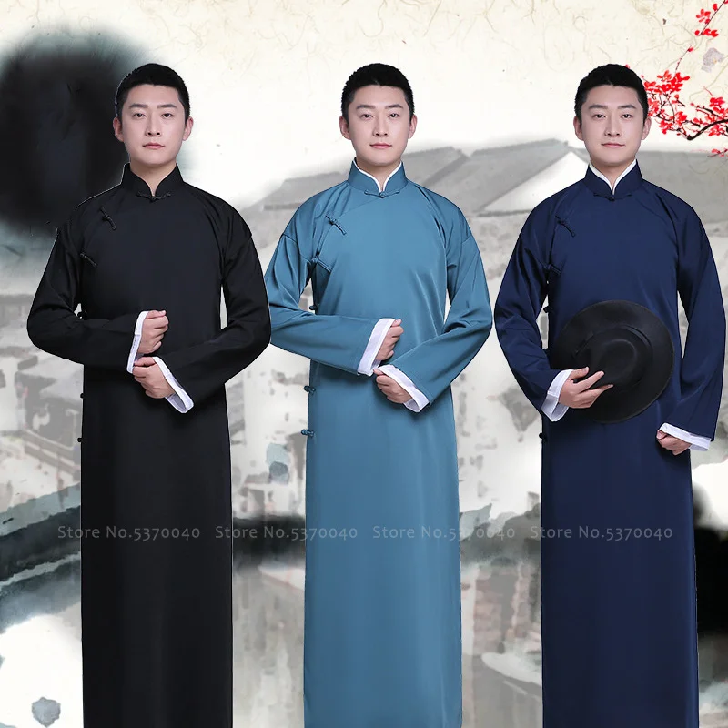 Men-Crosstalk-Traditional-Chinese-Tang-Suit-Dynasty-Clothing-Hanfu-Long ...