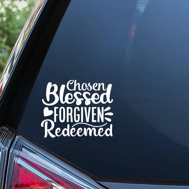 Black/White Chosen Blessed Forgiven Redeemed Decal Waterproof Car ...